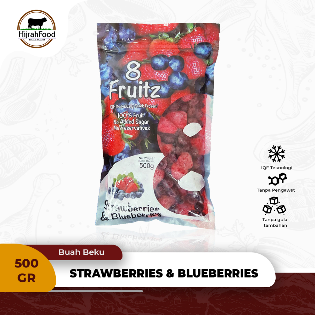 Jual 8 Fruitz IQF Fruit Frozen Mixed Berries (Strawberry & Blueberry ...