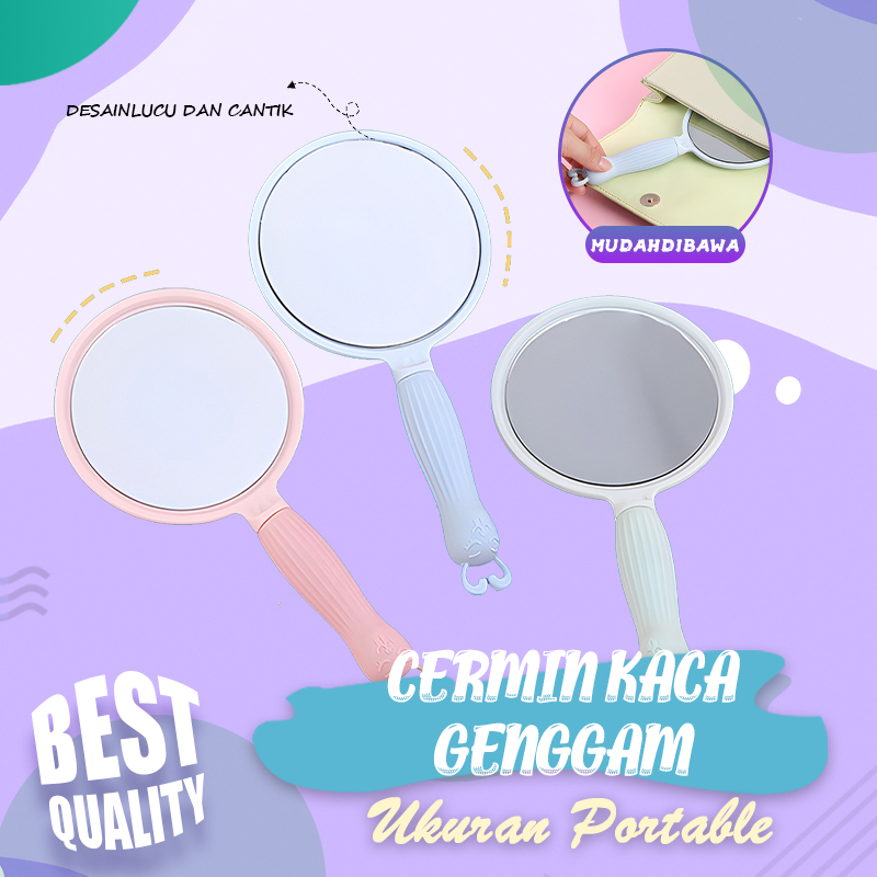 Jual GE-9 Cermin Kaca Genggam / Cermin Make Up / Beauty Mirror / Kaca ...