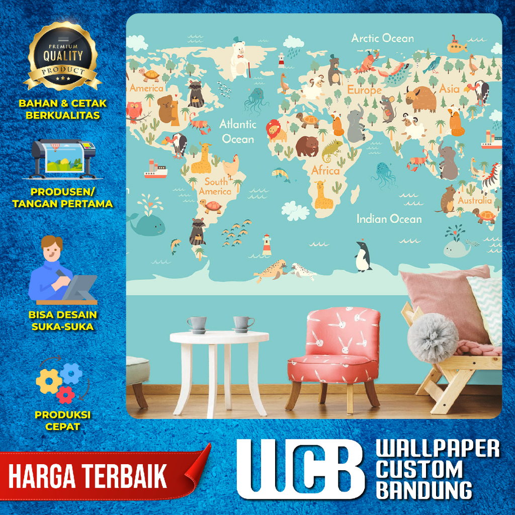 Jual Wallpaper Dinding Custom 3D Premium - Tema Peta/Maps | Shopee ...