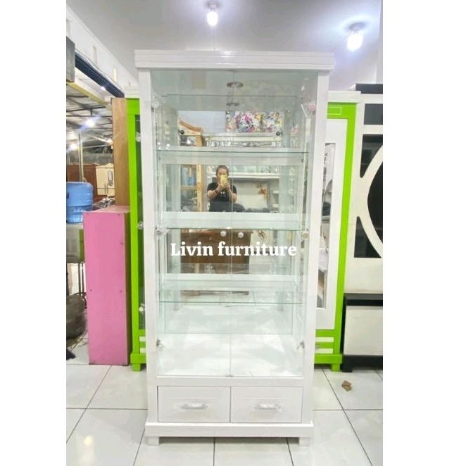 Jual lemari pajangan 2 pintu kaca minimalis | Shopee Indonesia
