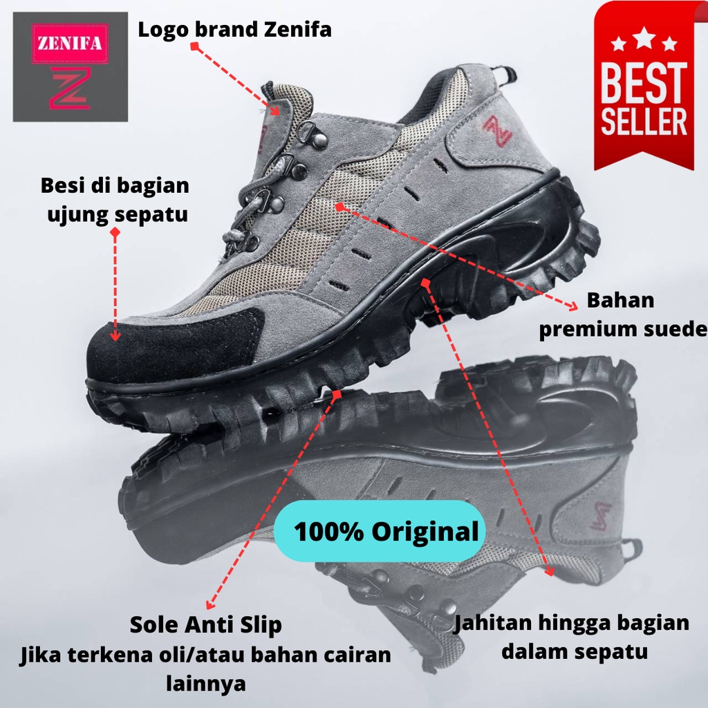 Jual Sepatu Safety Boots Pria Wanita Original Ujung Besi Baja Sefty ...