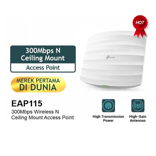 Jual TP-LINK WIRELESS N CEILING MOUNT ACCESS POINT 300 MBPS OMADA EAP115 | Shopee Indonesia