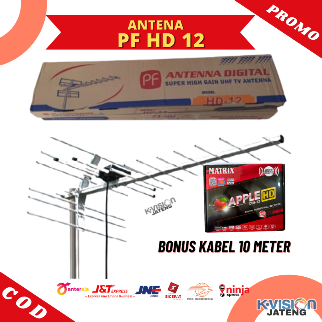 Jual ANTENA UHF PEKA SINYAL PF HD 12 PLUS STB MATRIX APPLE KABEL 10M ...
