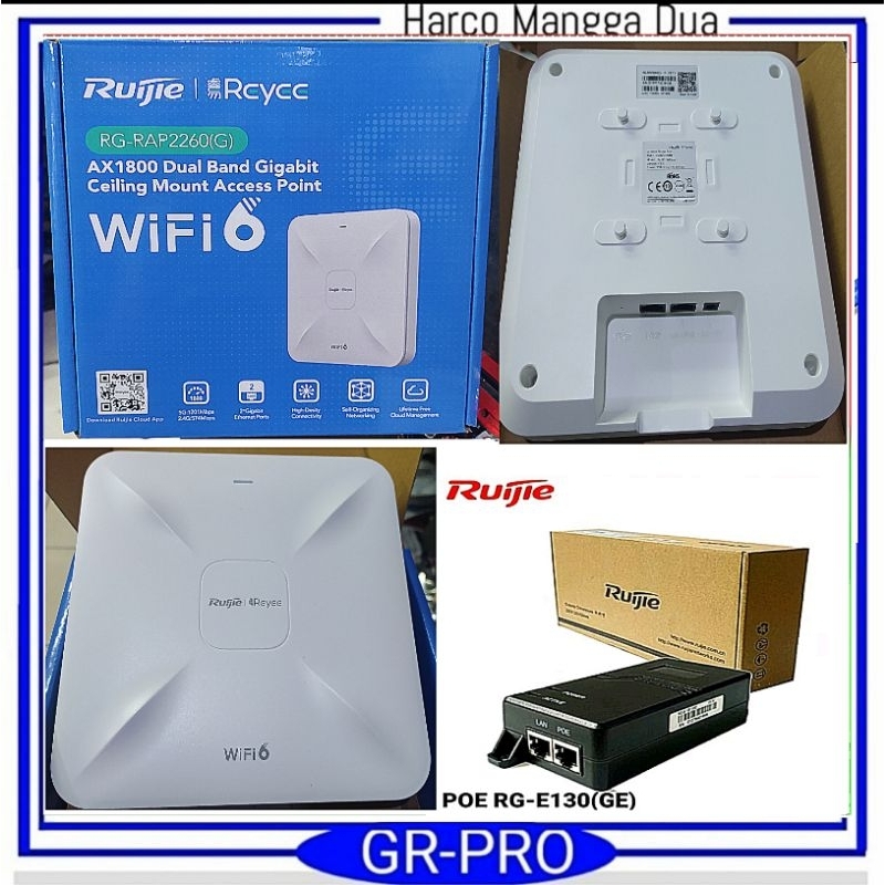 Jual ruijie rg-rap 2260(G) reyee wifi 6 access point dual band gigabit plus poe rg-e 130 ...