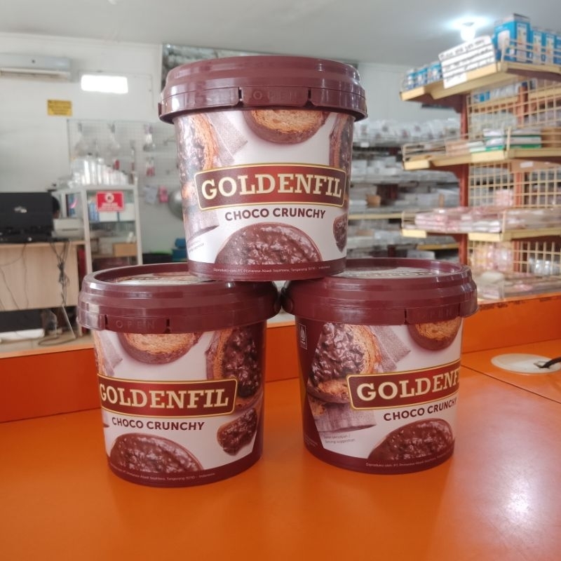 Jual GOLDENFIL choco crunchy kemasan ember 1kg selai coklat crunchy ...