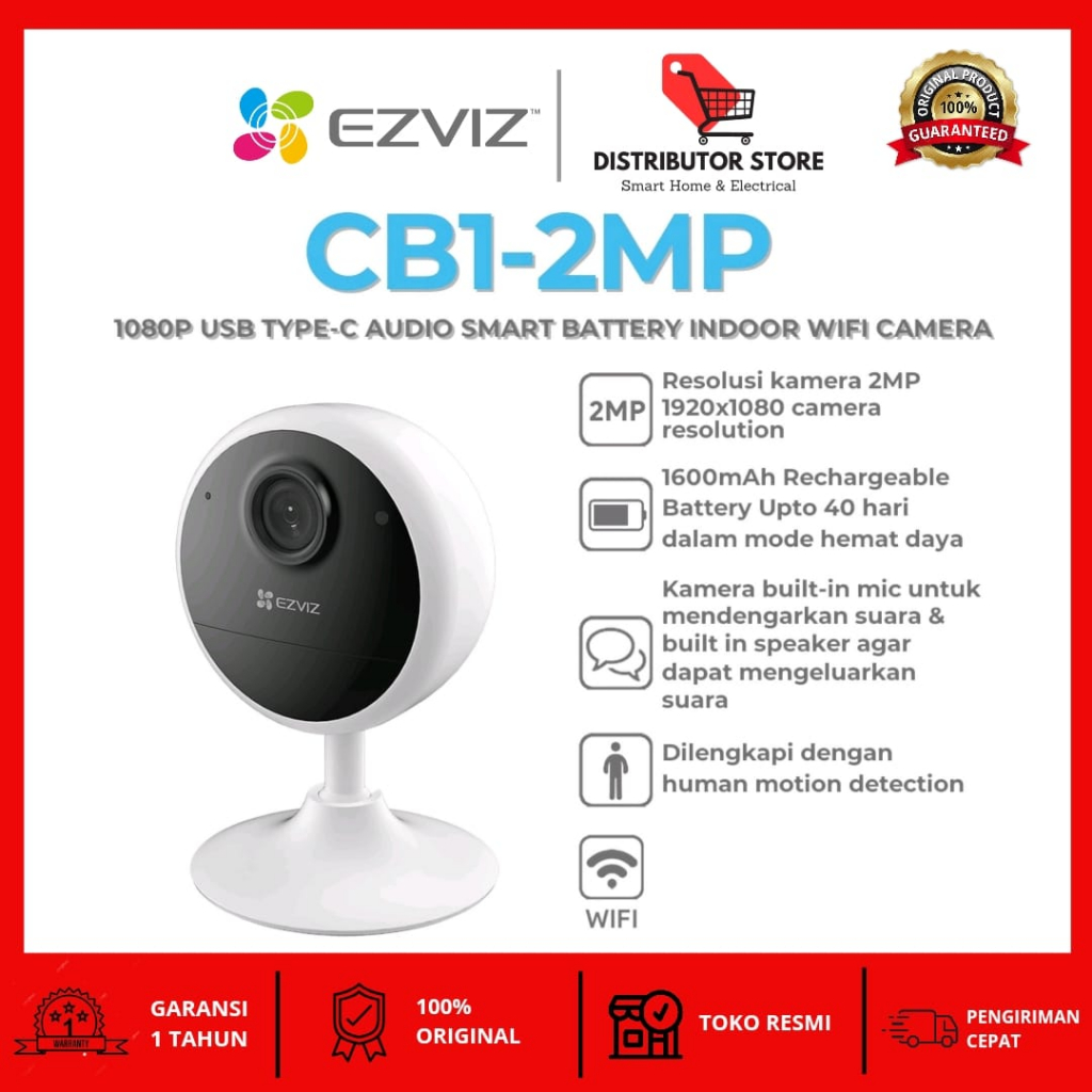 Jual CCTV CAMERA BATERE - EZVIZ CB1 2MP 1080P USB TYPE-C AUDIO SMART ...