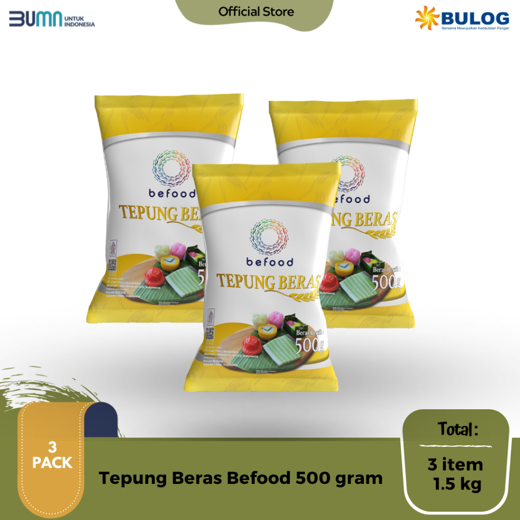 Jual BULOG - Tepung Beras Befood 500 gr - 3 pcs | Shopee Indonesia