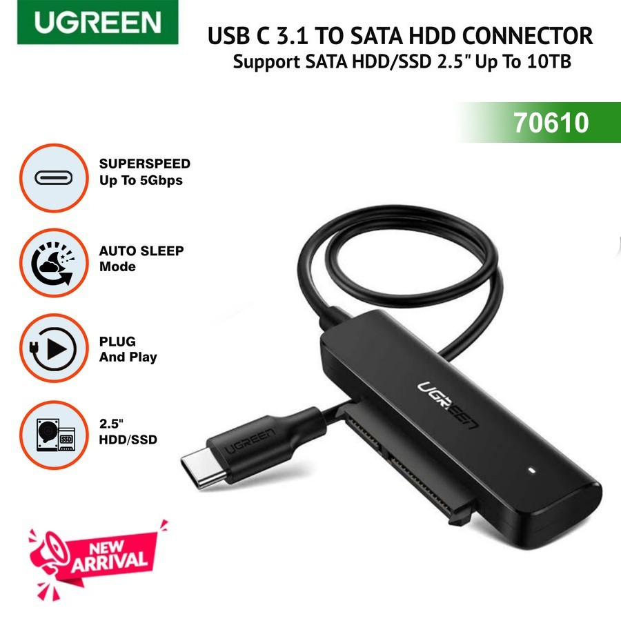 Jual UGREEN USB Type-C to SATA Cable Adapter For 2,5" HardDisk HDD SSD ...