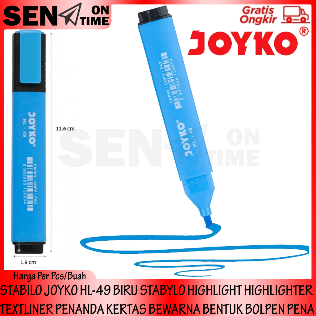 Jual STABILO JOYKO HL-49 BLUE STABYLO BIRU HIGHLIGHT HIGHLIGHTER TEXTLINER PENANDA KERTAS ...