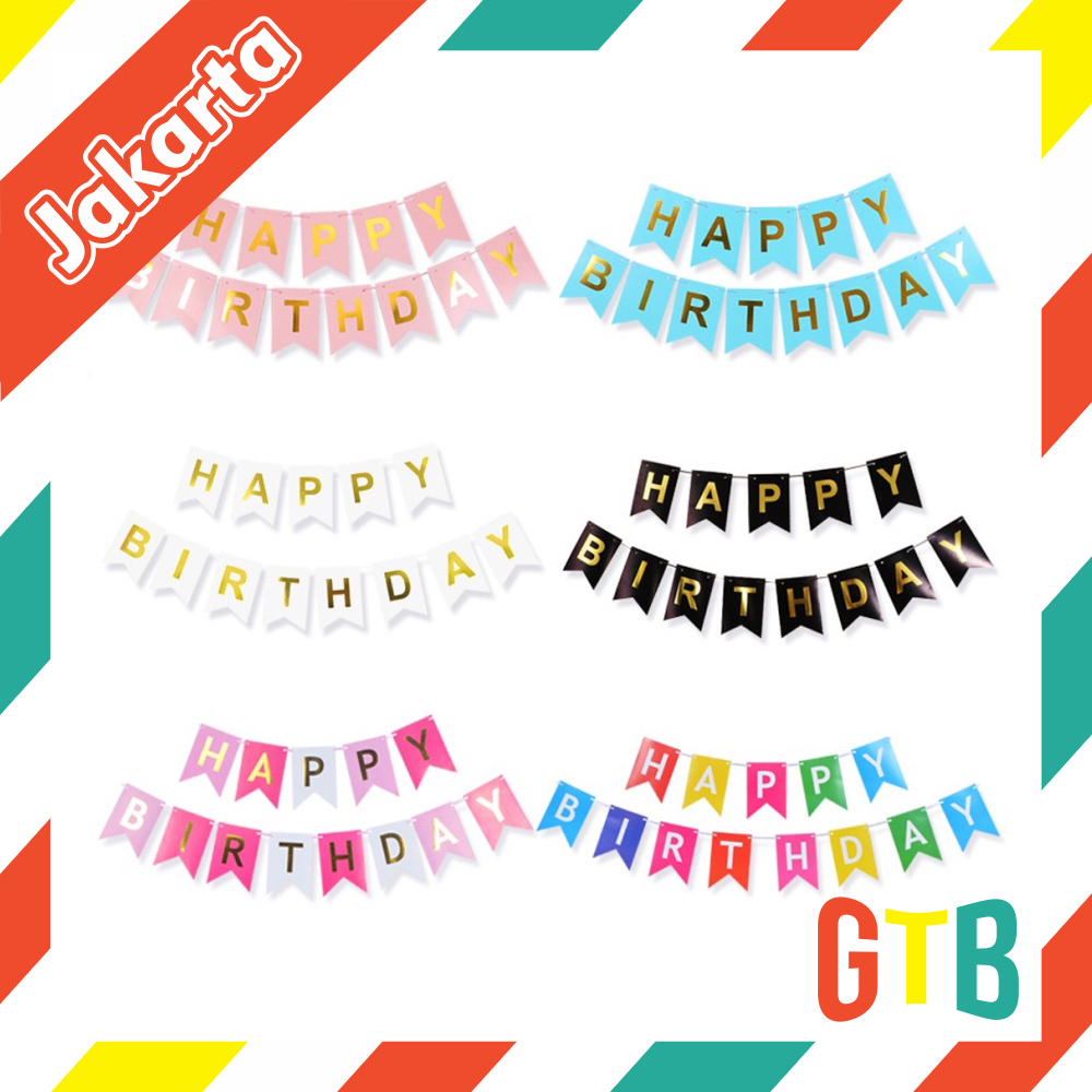 Jual GTB Banner Happy Birthday Warna Warni Backdrop Pesta Bendera ...