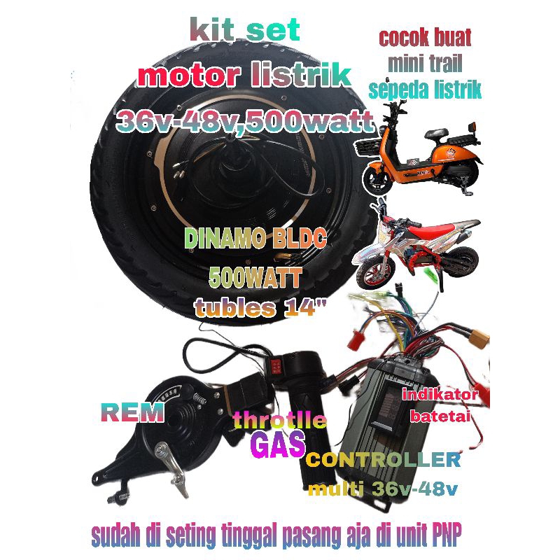 Jual kitset motor listrik 36v 350watt plus batre lithium dinamo roda ...