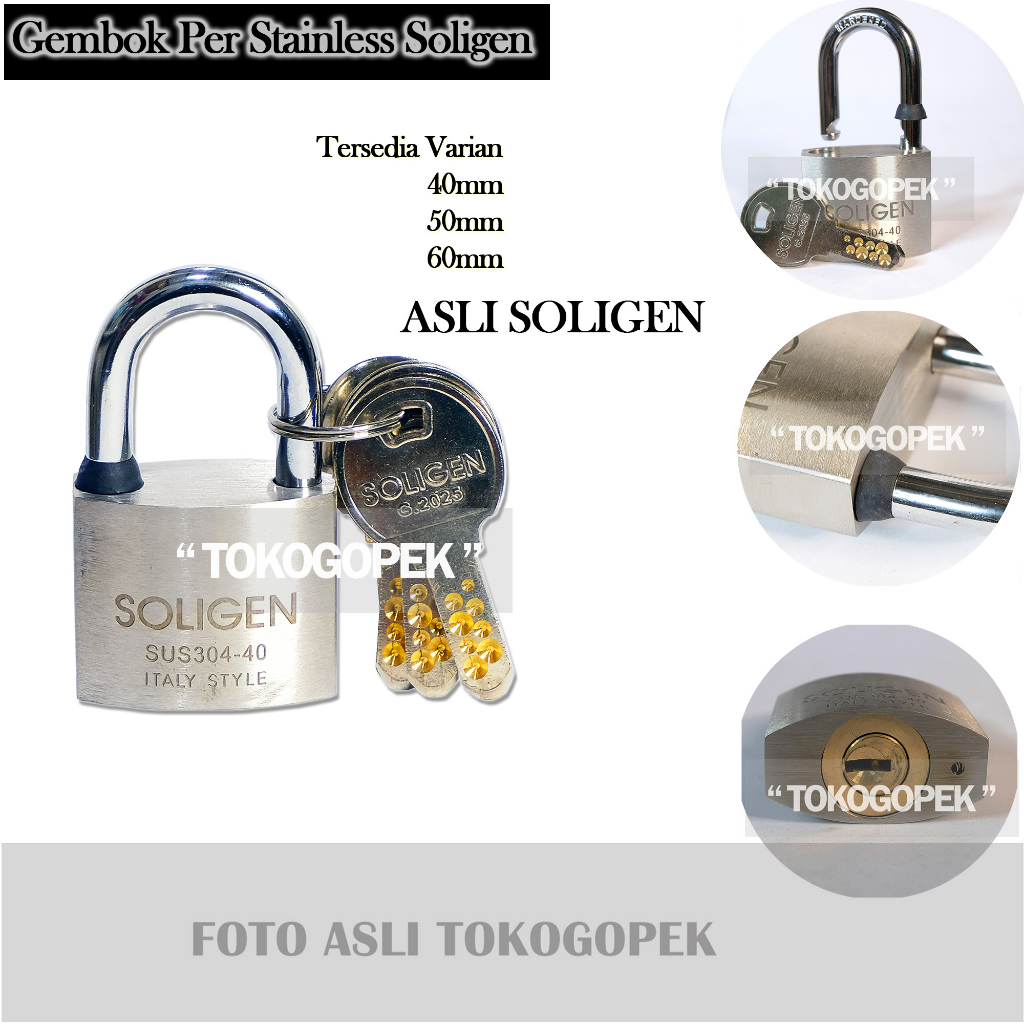 Jual SOLIGEN Gembok PER Pendek 40mm 50mm 60mm Computer Key - Gembok ...