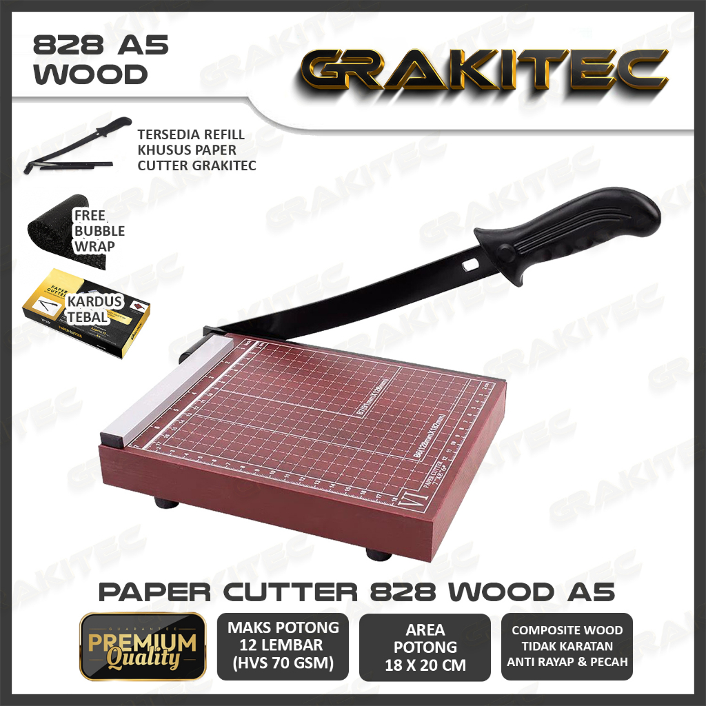 Jual Paper Cutter A3 A4 A5 B4 828 Premium Series Kayu Awet GRAKITEC Not ...