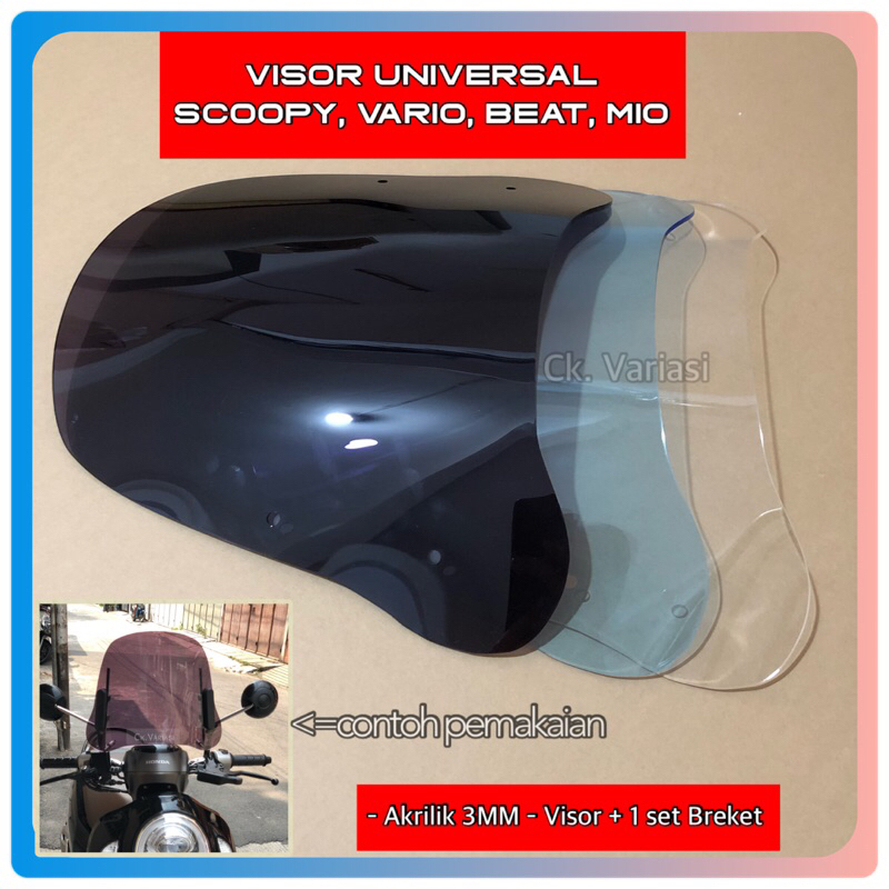 Jual VISOR UNIVERSAL GRATIS BREKET BEAT SCOOPY MIO VARIO WINDSHIELD ...