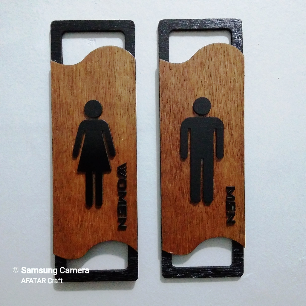 Jual Sign Board Papan Kayu Tanda Toilet Kamar Mandi | Sign Board Kayu ...