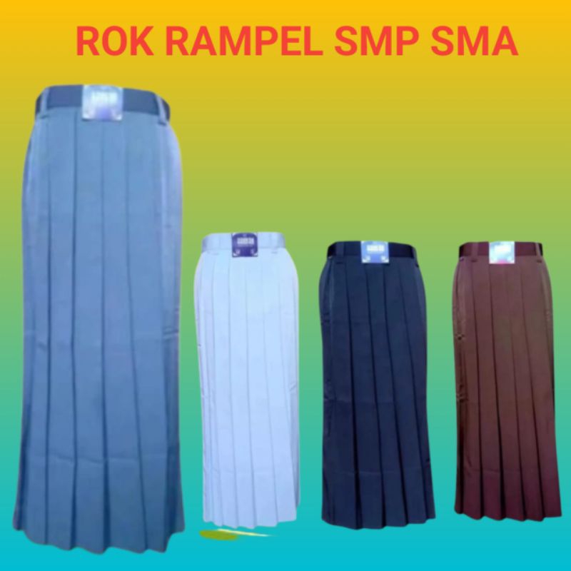 Jual ROK RAMPEL SEKOLAH SMP SMA BIRU ABU - ABU PUTIH HITAM COKLAT ...
