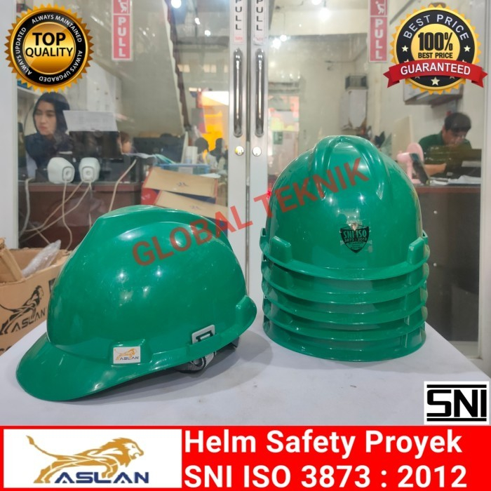 Jual Helm Safety Proyek Merk Aslan Warna Hijau Murah HELM PROYEK SNI ...