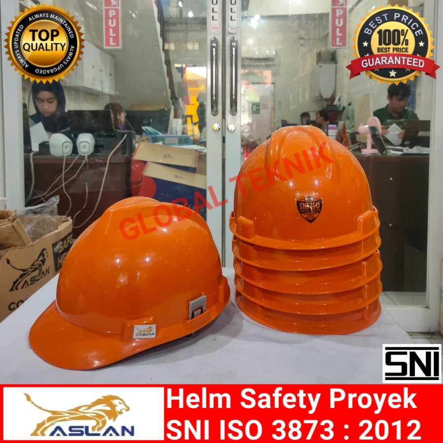 Jual SAFETY HELMET HELM HELEM PROYEK KERJA ASLAN ORANGE HELM PROYEK SNI ...