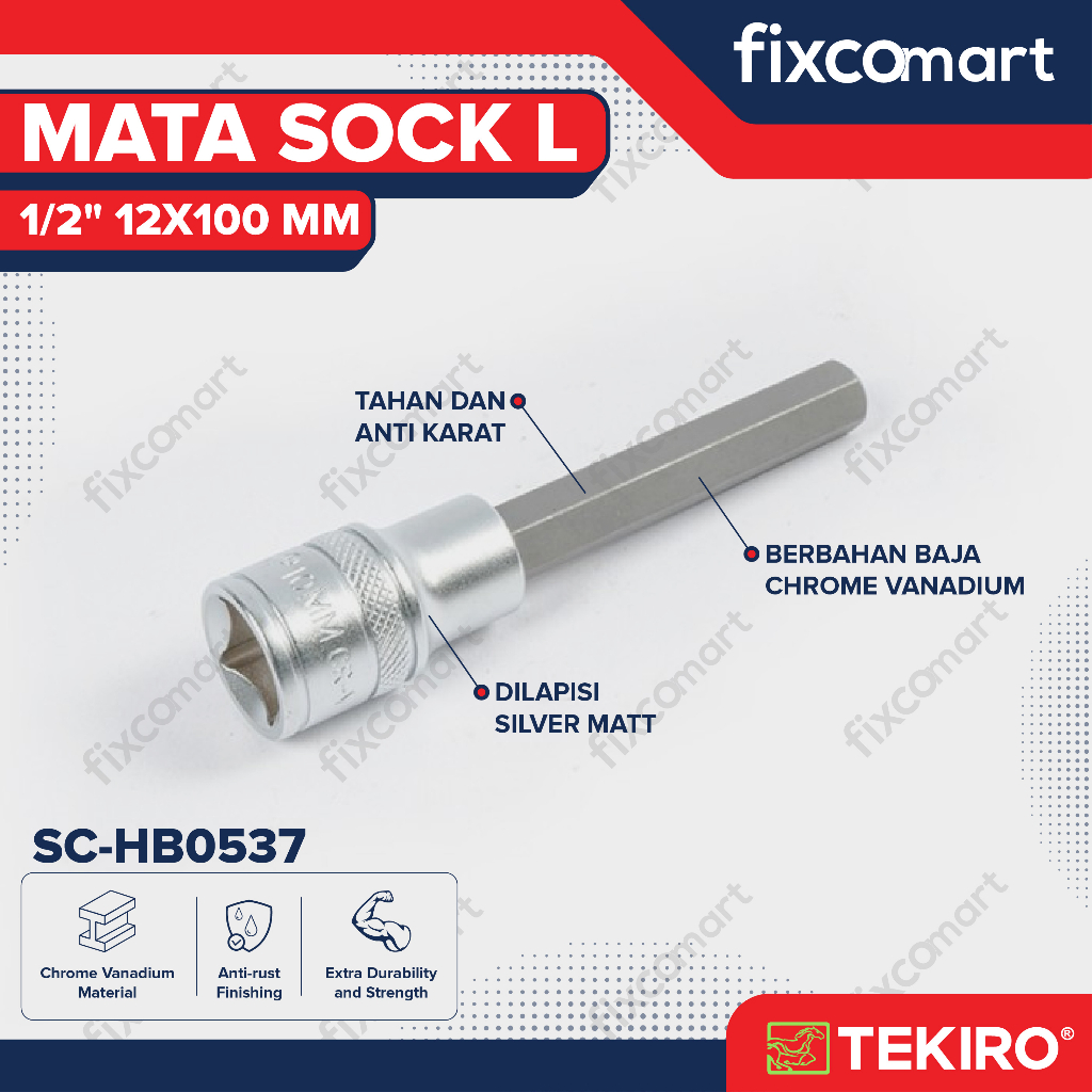 Jual Tekiro Mata Sock L 1/2" 12X100 mm / Hex Bit Socket | Shopee Indonesia