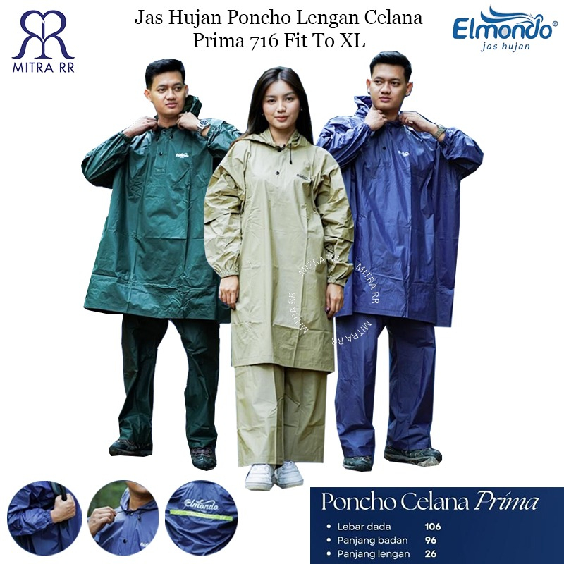 Jual Jas Hujan Poncho Lengan Celana Elmondo Prima 716 biru cream krem ...