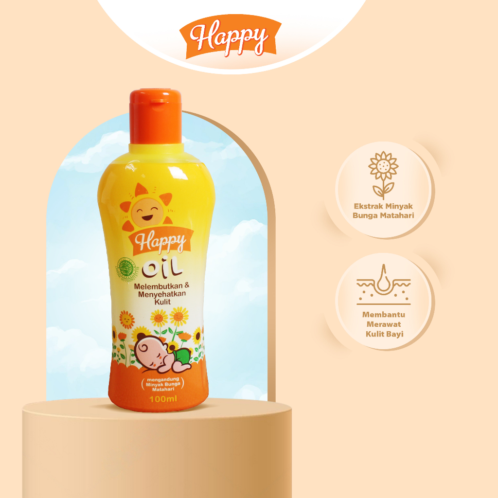 Jual Happy Oil Bunga Matahari 100ml - Minyak Pijat Bayi | Shopee Indonesia