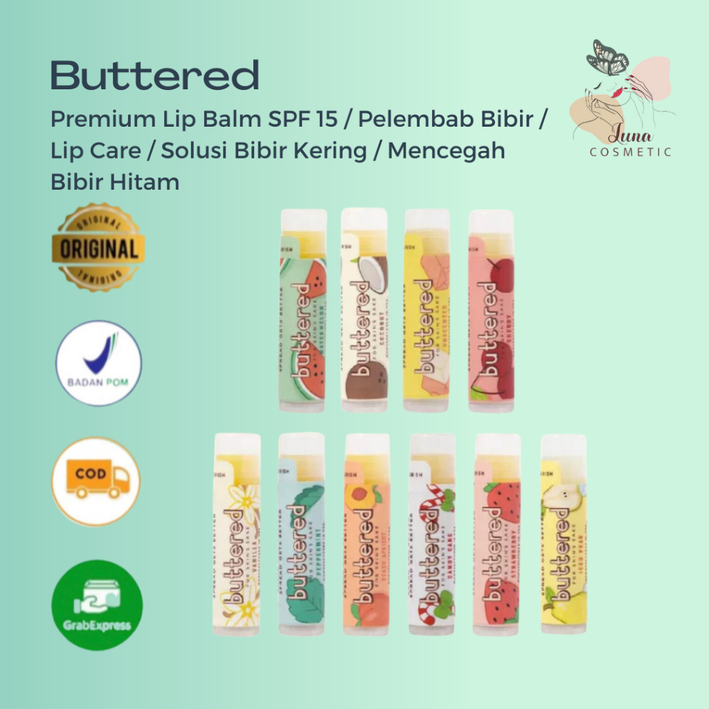 Jual Buttered Premium Lip Balm SPF 15 | Pelembab Bibir | Shopee Indonesia