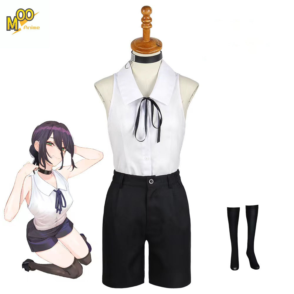 Jual Chainsaw Man - Reze Cosplay Shirt Shorts Uniform Set and WIG ...