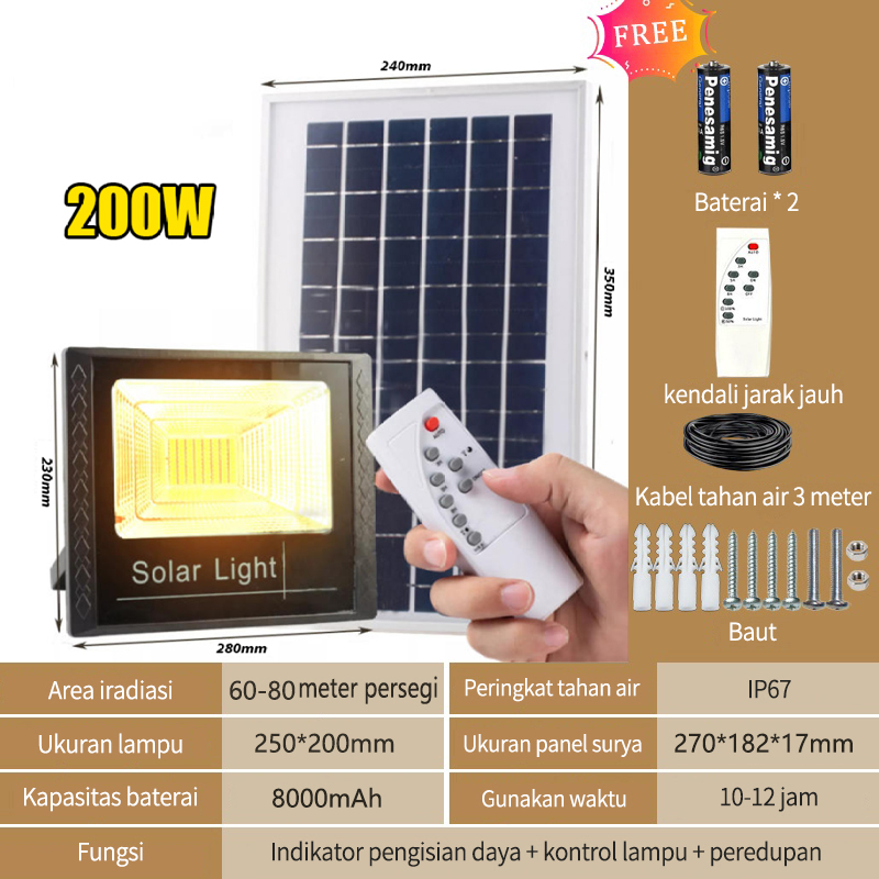 Jual (COD) Lampu Sorot Solar Cell /Lampu Tenaga Matahari /LED Lampu ...