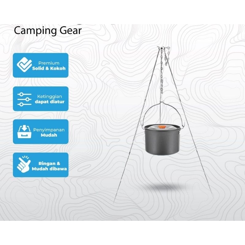Jual Cooking Tripod Adjustable Camping Gear Set | Shopee Indonesia