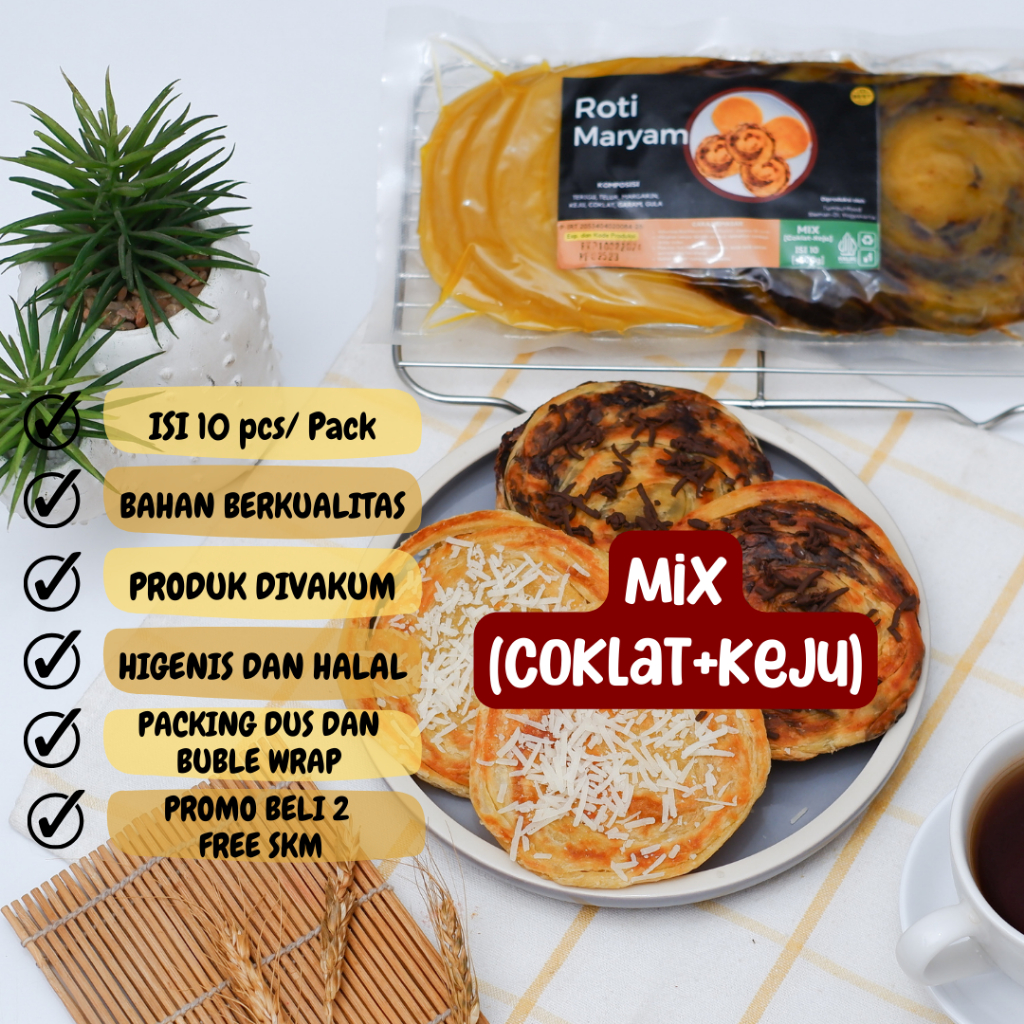 Jual Isi 10 Roti Maryam Mix [coklat Keju] Roti Cane Canai Grosir