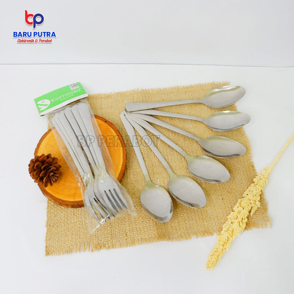 Jual Sendok dan Garpu Makan Polos Tebal Stainless Steel Merk Komodo Isi ...