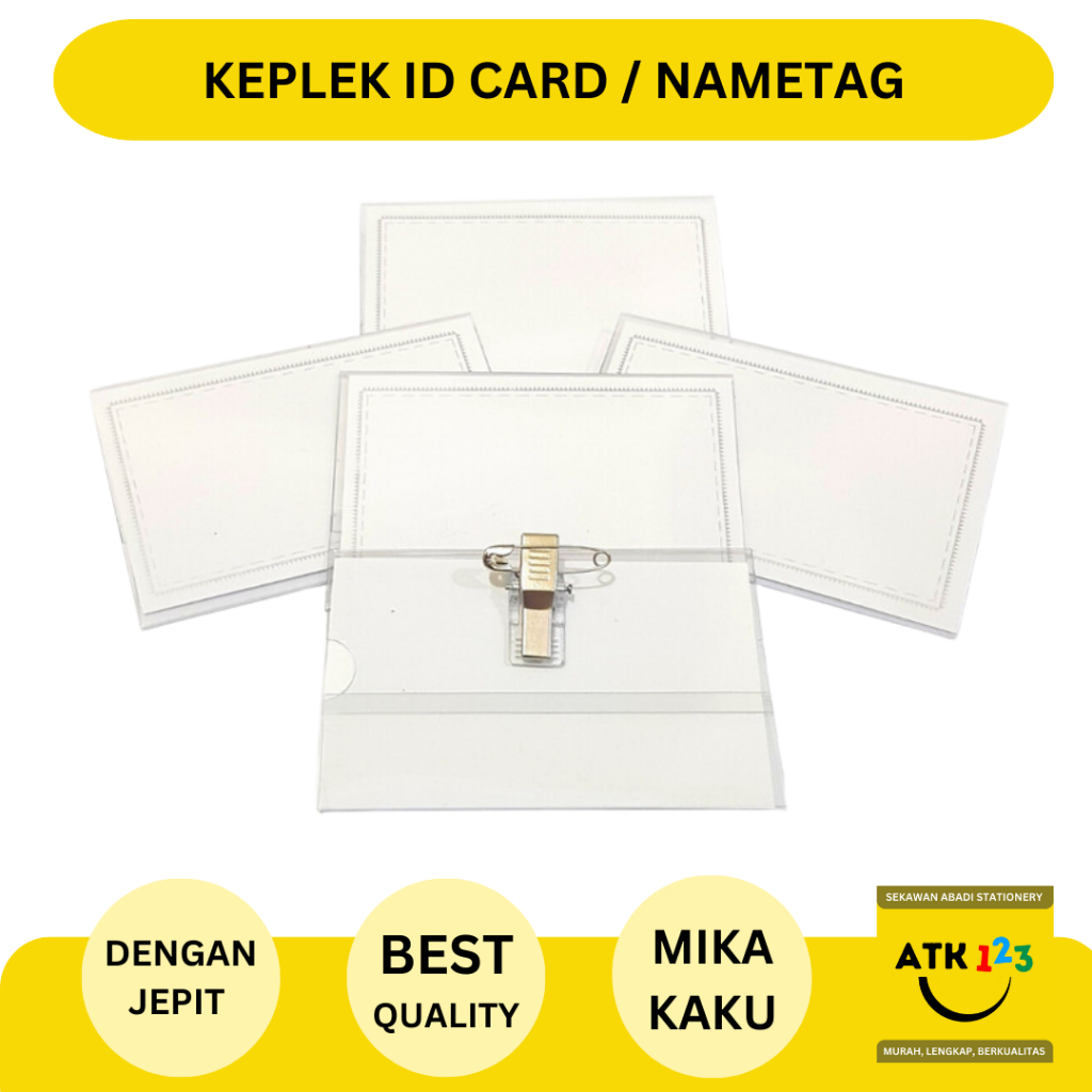 Jual Keplek Plastik Mika ID Card / Name Tag Ukuran 92x58mm Tidur Jepit ...