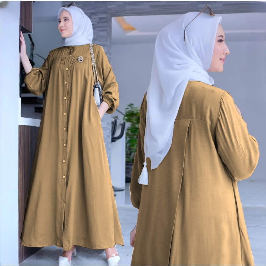 Jual Gamis Dress Polos Wanita GAURI DRESS bahan CRINKLE PREMIUM Baju ...