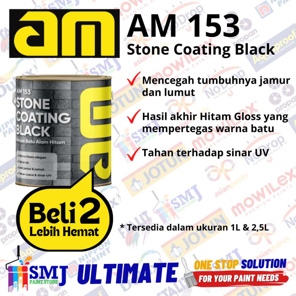 Jual Cat Pelapis Varnish Batu Alam AM 153 Hitam Gloss 1L | Shopee Indonesia