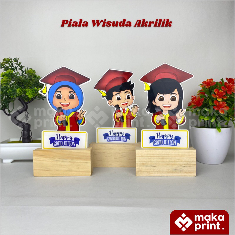 Jual Plakat Wisuda Akrilik (Hijab Graduation) Tatakan Kayu - Piala ...