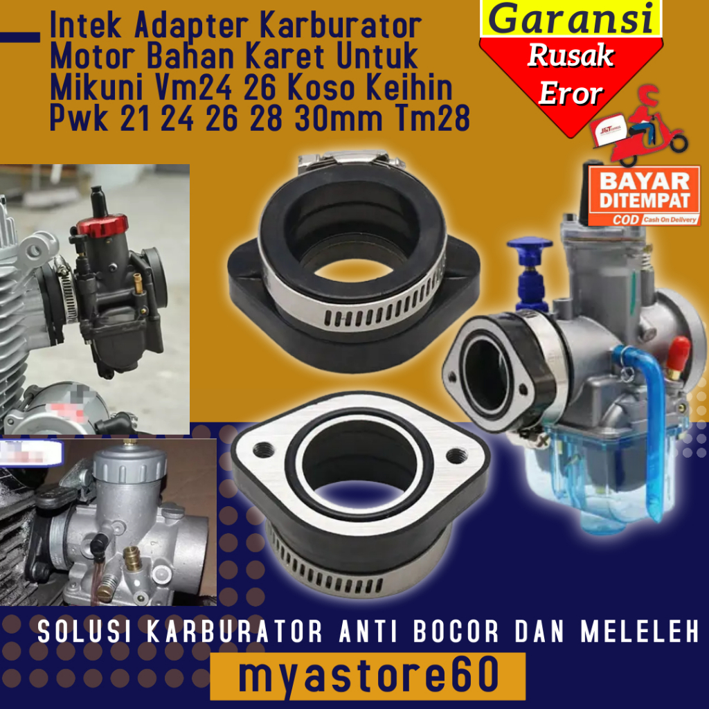 Jual Intek Intake Manipul Manipol Adapter Karburator Motor Bahan Karet Untuk Mikuni Vm24 26 Koso ...