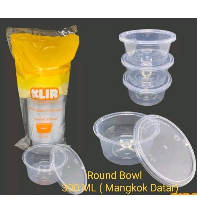 Jual Thinwall KLIR Mangkok 300ml- Thinwall Mangkok Datar dan Bulat 300 ...