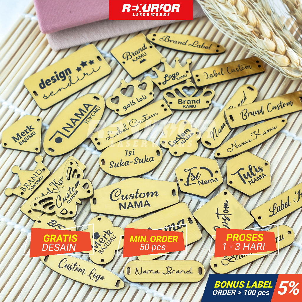 Jual Label Akrilik GOLD ( Serat Mirip Stainless ) Tas, Mahar & Pakaian ...