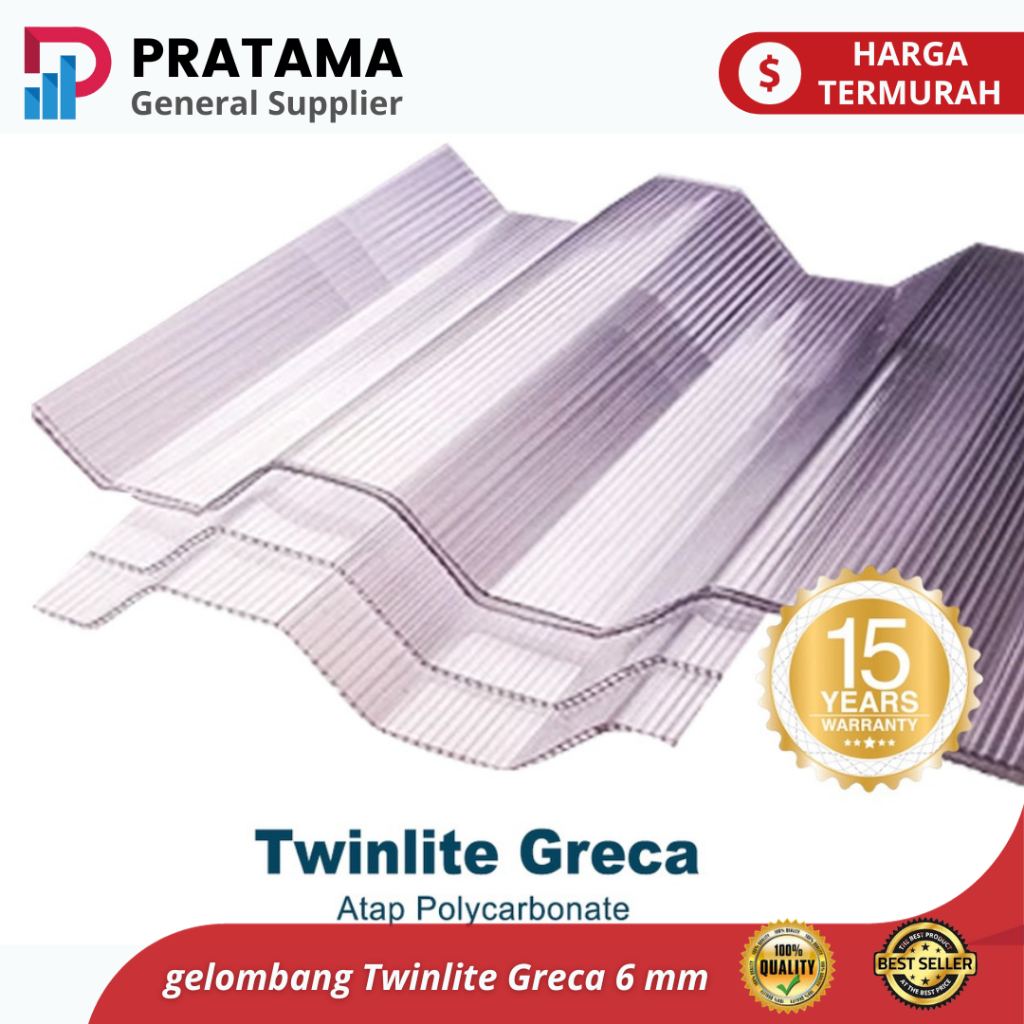Jual twinlite gelombang greca atap dingin polycarbonat 6mm clear ...