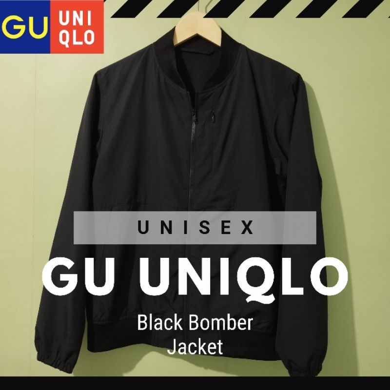 Jual GU By Unqlo Black Bomber Jacket Unisex Original ( PRELOVED ...