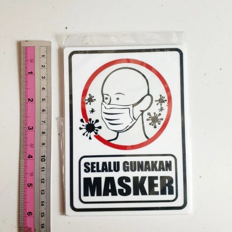 Jual Akrilik Plat SELALU GUNAKAN MASKER Acrylic Sign Board Rambu ...
