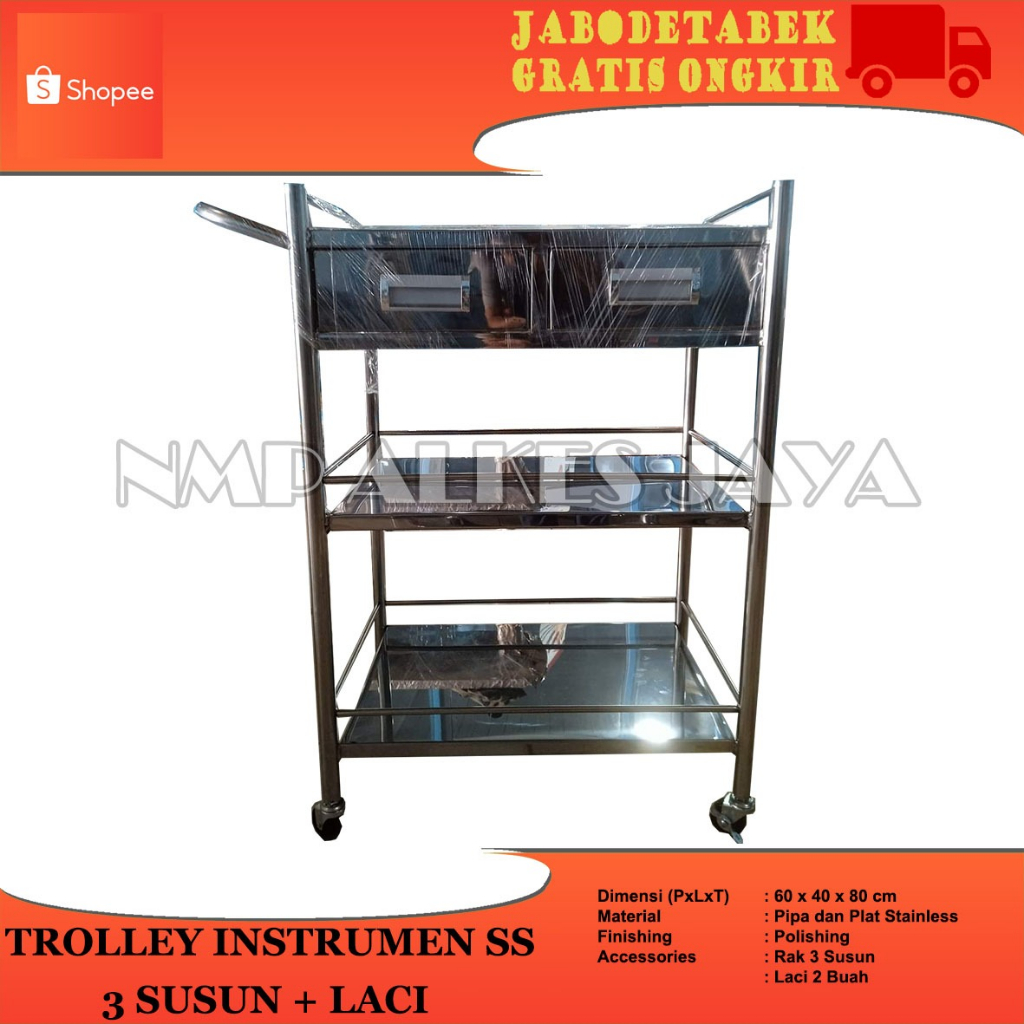 Jual TROLI INSTRUMEN TROLLEY RUMAH SAKIT TROLI ALAT BEDAH TROLI ...