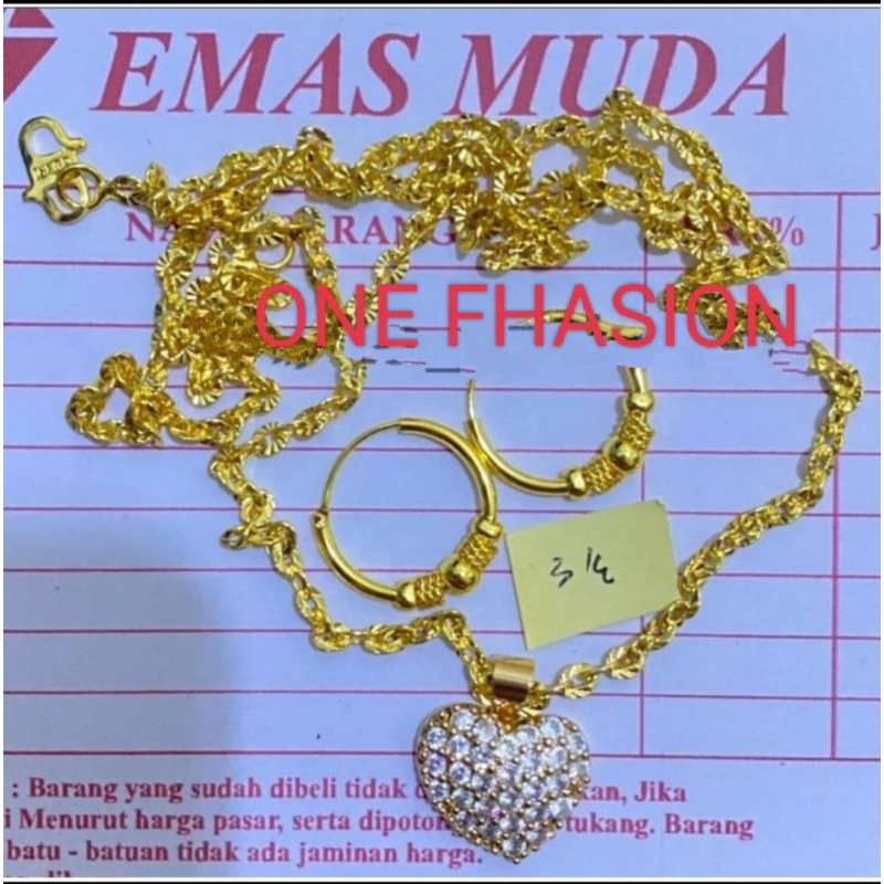 Jual COD Satu Set Perhiasan Emas Muda Asli Dilengkapi Dengan Nota Tokoh ...