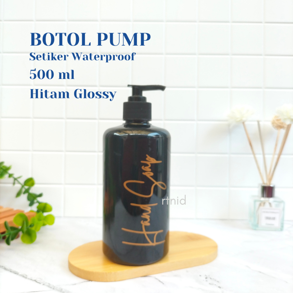 Jual [Rtnid] Botol Sabun Pump Hitam Glossy Setiker Gold 500 ml | Botol ...