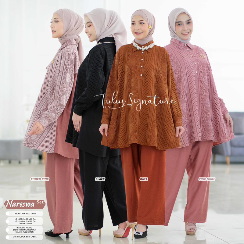 Jual Nareswa Oneset (ready stock) outfit hijab busui bumil friendly ...