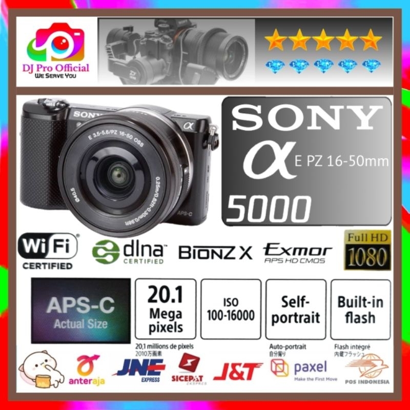 Jual ILCE Sony Alpha A5000 E PZ 16-50mm F3.5-5.6 OSS Kit A 5000 Mirrorless Camera | Shopee Indonesia