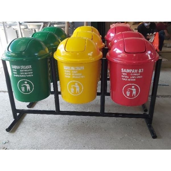 Jual tempat sampah 3 pilah kapasitas 50 litter/tong, material ...