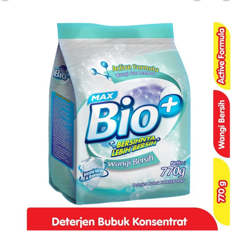 Jual Max Bio+ Detergent Konsentrat Bubuk Wangi Bersih 770 g | Shopee ...