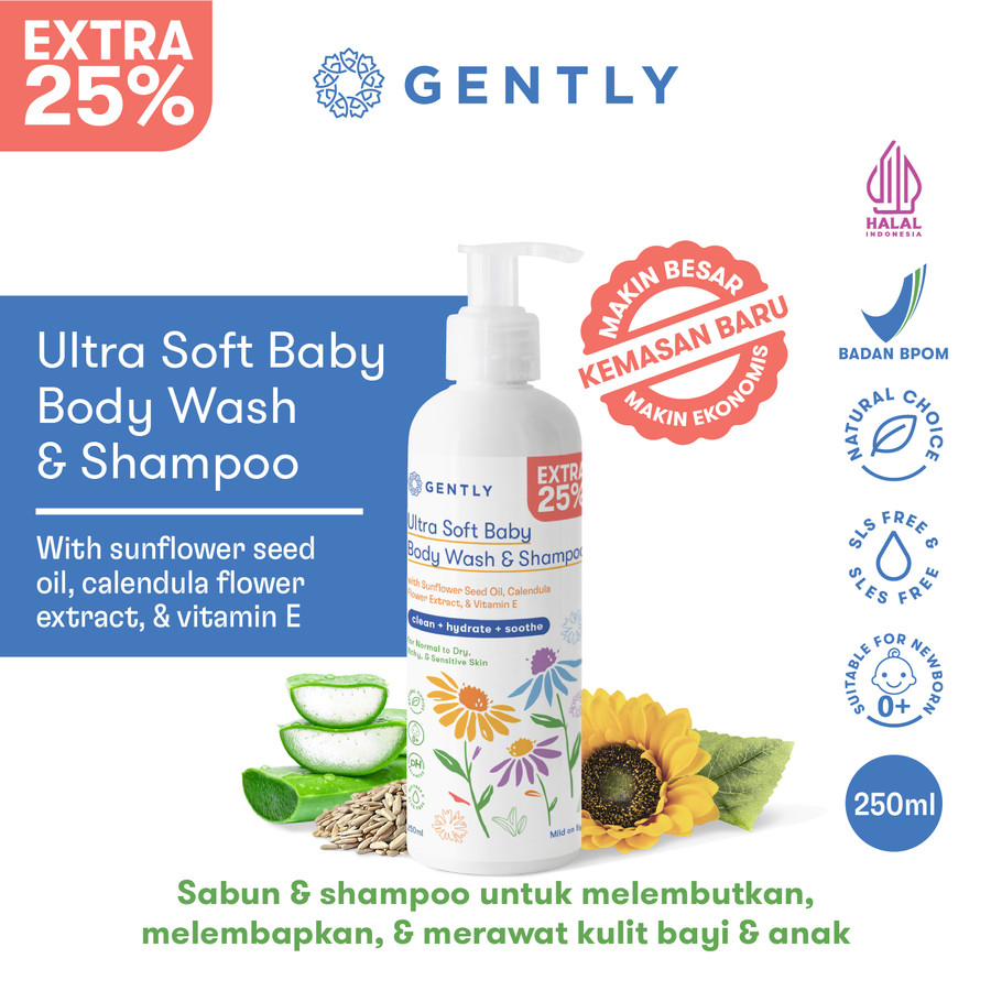 Jual GENTLY ULTRA SOFT BODY WASH & SHAMPOO | SABUN SHAMPOO BAYI | PERAWATAN KULIT BAYI ...