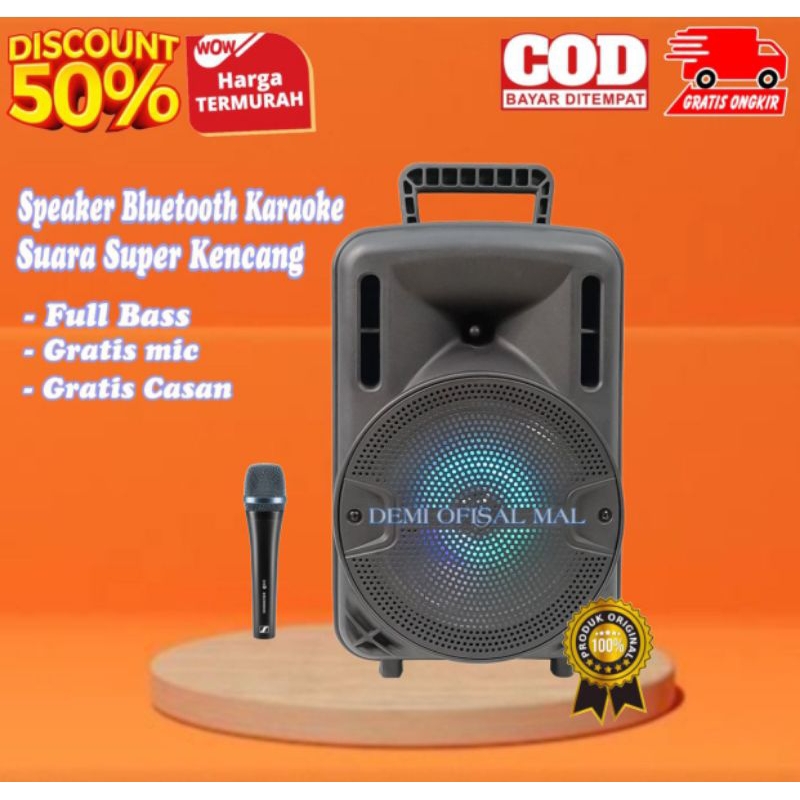 Jual Termurah Speaker Bluetooth Karaoke Extra Bass Free Mic Ukuran